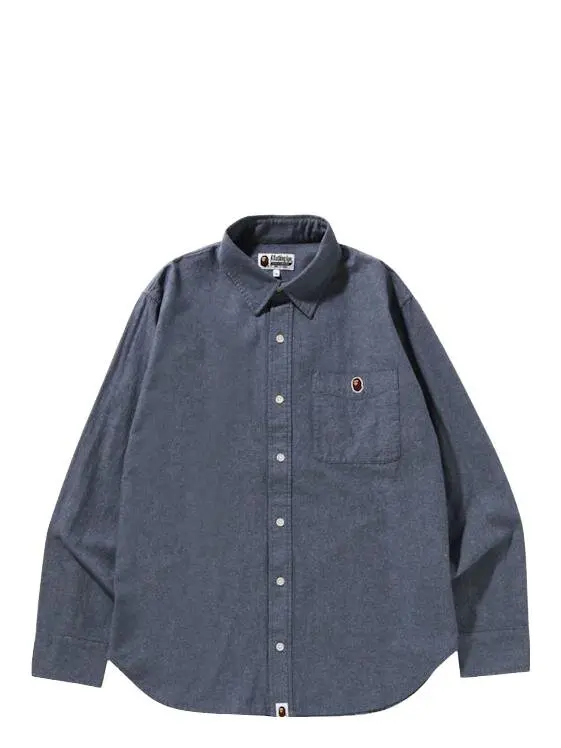 A BATHING APE One Point Chambray Shirt - Light Indigo