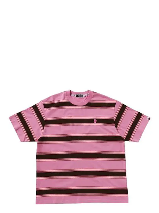 A BATHING APE One Point Strip Relaxed Fit Tee Shirt - Pink