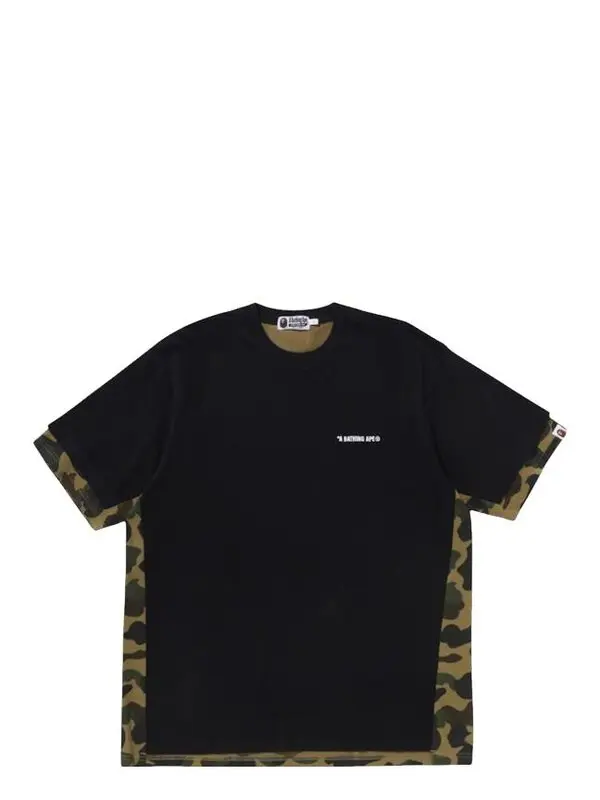 A BATHING APE 1st Camo Heavy Washed Blocking Relaxed Fit Tee Shirt - Black