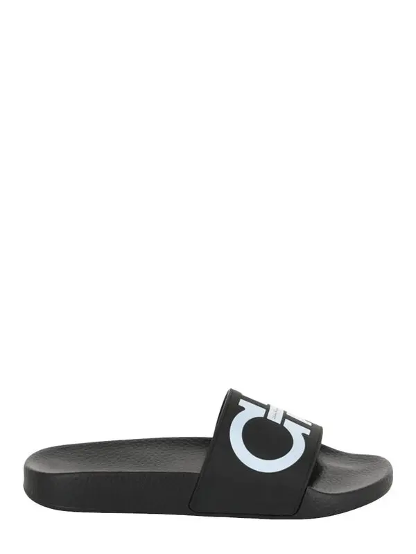 FERRAGAMO Groovy Dual Gancini Slides - Black
