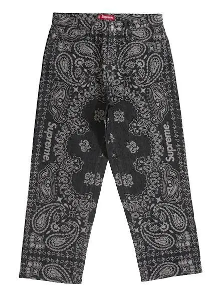Supreme Bandana Jacquard Baggy Jeans - Black