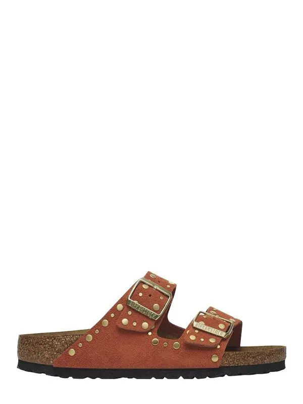 BIRKENSTOCK Arizona Rivets Suede Sandals - Dark Rust
