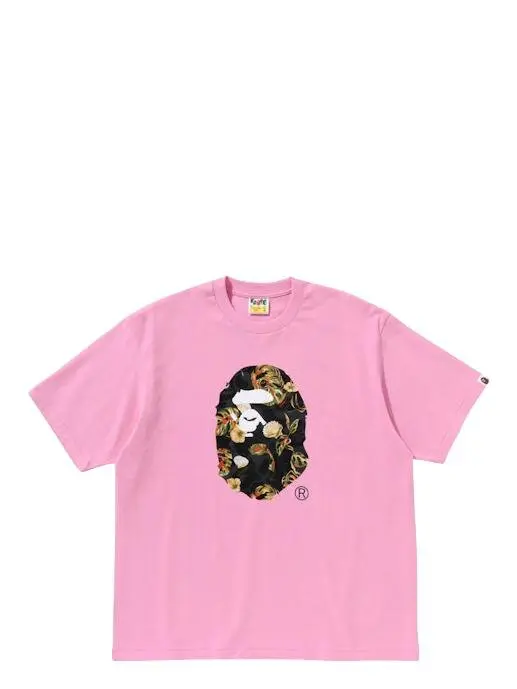 A BATHING APE Vacation Pattern Ape Head Relaxed Fit Tee Shirt - Pink