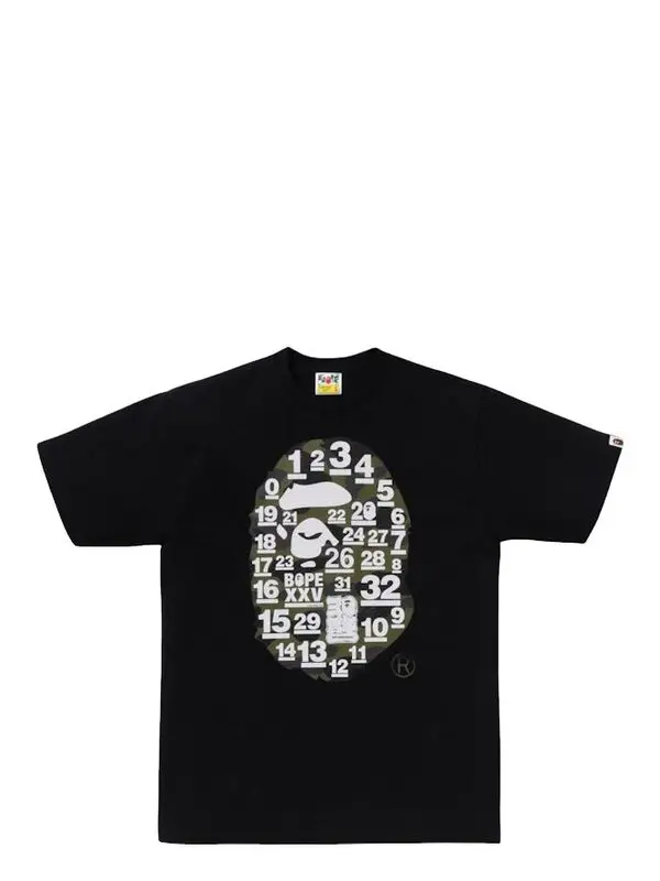 A BATHING APE 32nd Anniversary 1st Camo Big Ape Head Tee Shirt - Black/green