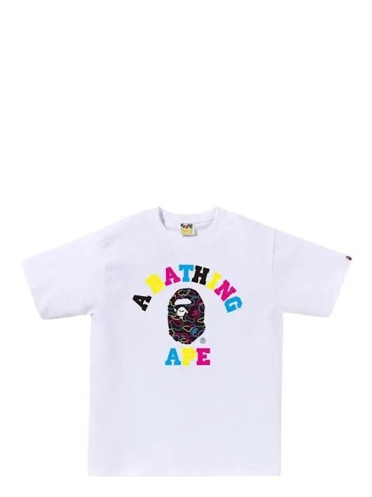 A BATHING APE Neon Camo College Tee Shirt - White