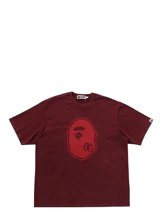 BAPE Garment Dye Ape Head Relaxed Fit Tee Shirt - Burgundy