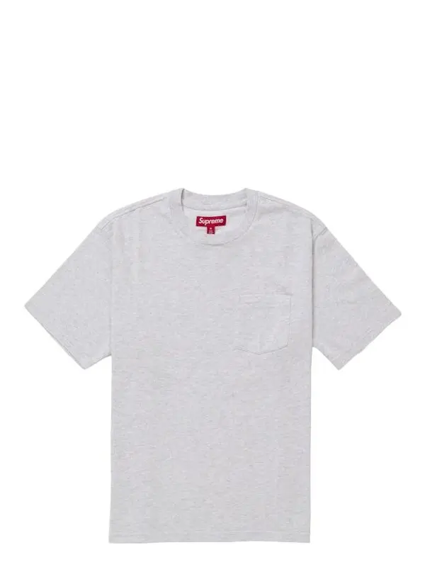 Supreme Short Sleeve Pocket Tee Shirt - Heather Grey