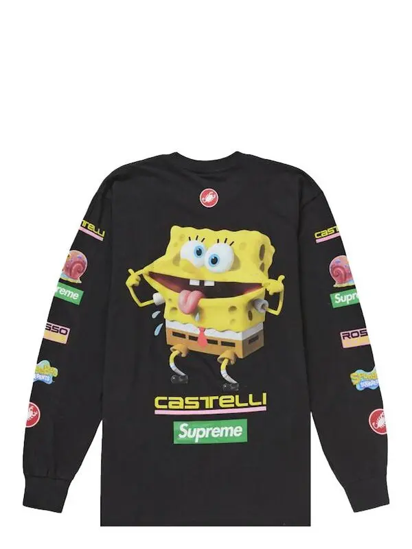 Supreme Spongebob/castelli Racing Long Sleeve Tee Shirt - Black