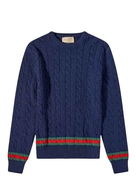 Gucci Striped Cableknit Sweater - Ink