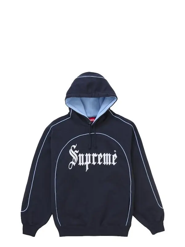 Supreme Curve Piping Hooded Sweatshirt - Navy Blue
