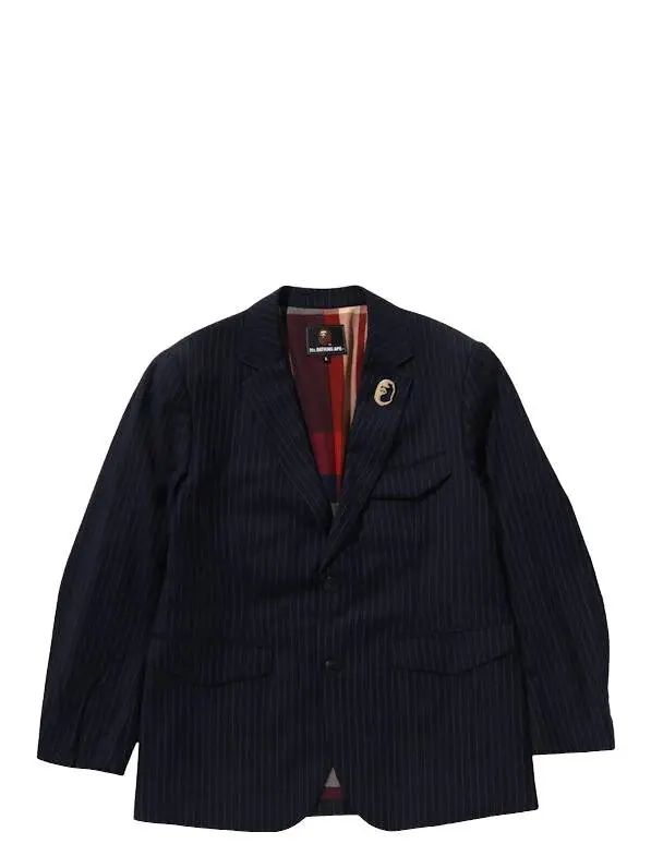 A BATHING APE Striped Blazer - Navy Blue
