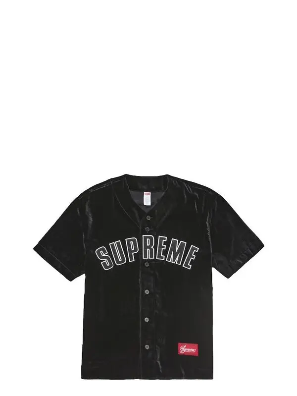 Supreme Velvet Baseball Jersey - Black