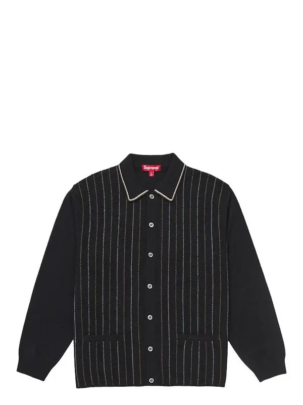 Supreme Herringbone Cardigan - Black