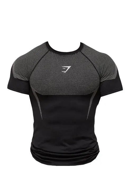 GYMSHARK Onyx 5.0 Seamless T-shirt - Black/light Grey