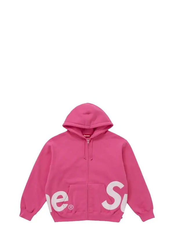 Supreme Big Logo Zip Up Hooded Sweatshirt - Magenta
