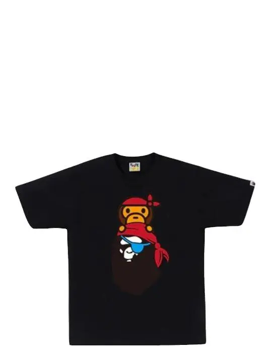 A BATHING APE Pirate Milo On Ape Head Tee Shirt - Black