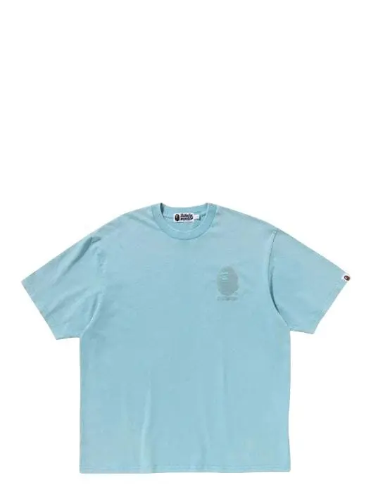 A BATHING APE Ape Head One Point Acid Wash Relaxed Fit Tee Shirt - Blue