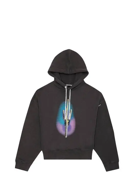 Palm Angels Cactus Printed Hoodie - Black/green