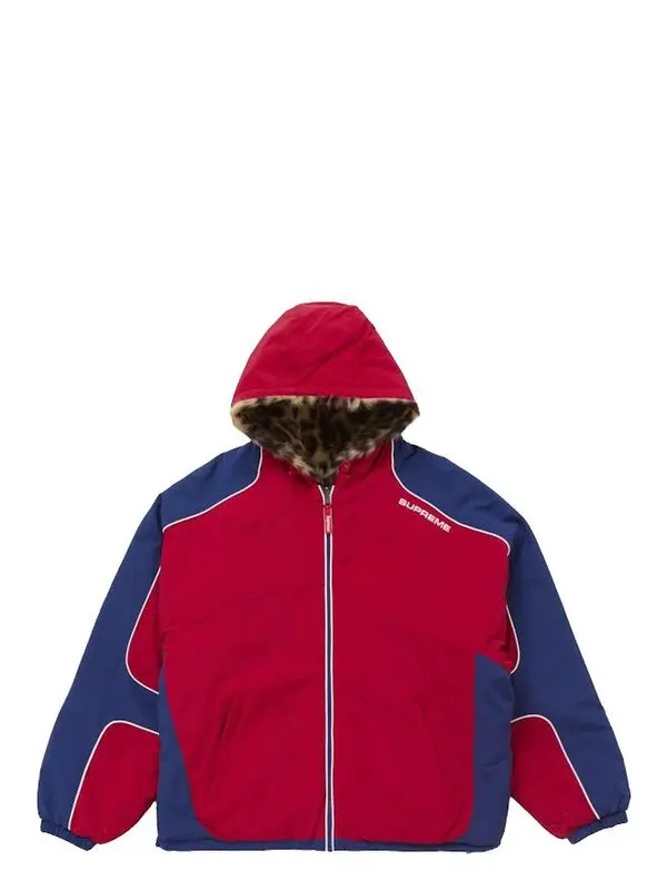 Supreme Faux Fur Reversible Hooded Track Jacket - Red