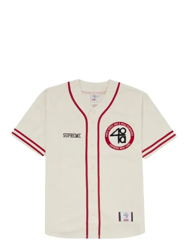 Supreme 40 Acres Twill Baseball Jersey - White