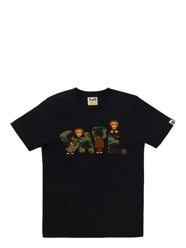 A BATHING APE 1st Camo Milo Logo Tee - Black/green