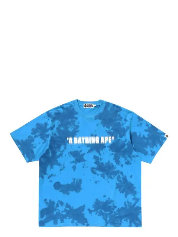 A BATHING APE Destroyed Bleach Logo Relaxed Fit Tee Shirt - Blue