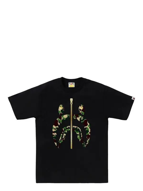 A BATHING APE Abc Camo Shark Tee Shirt - Black/green