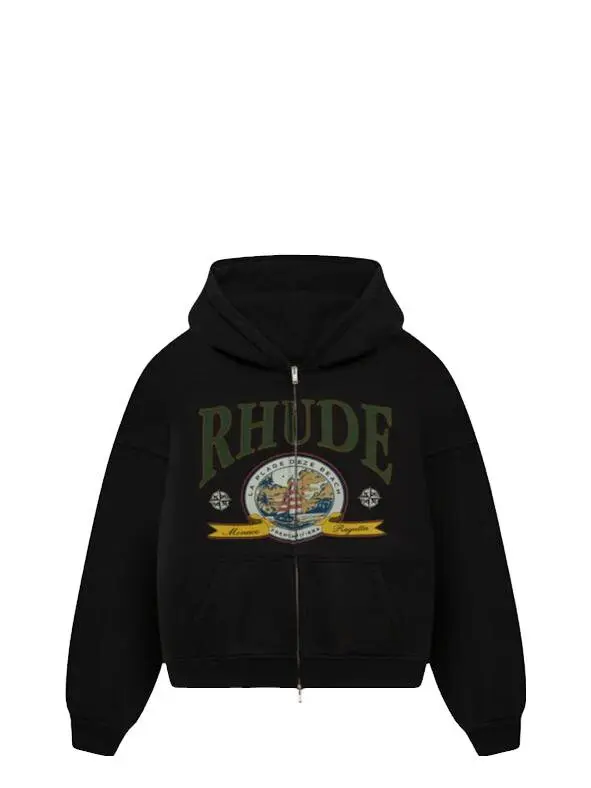 Rhude Monaco Regatta Full Zip Hoodie - Vintage Black