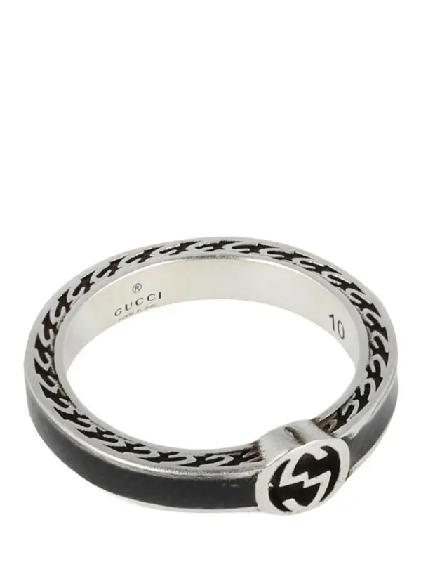 Gucci Interlocking G Ring - Silver/black