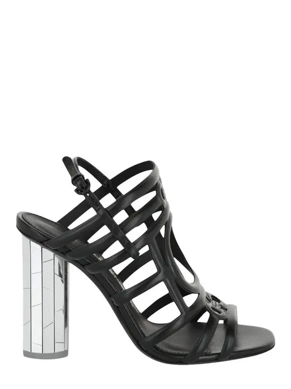 FERRAGAMO Florenza Slingback Heel Sandals - Black