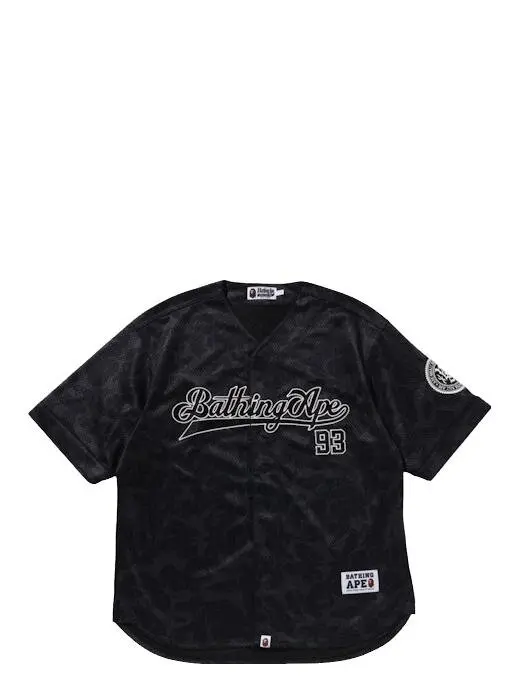 A BATHING APE Camo Stripe Baseball Shirt - Black