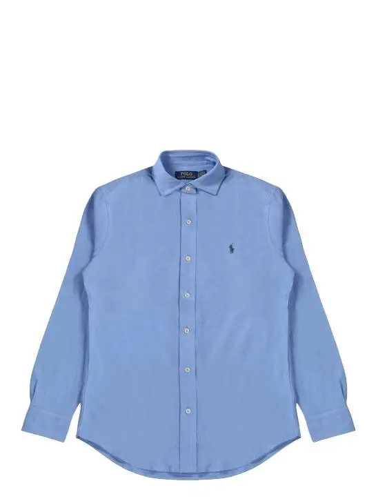 Polo Ralph Lauren Long Sleeve Cotton Honeycomb Texture Sport Shirt - Canvas Blue