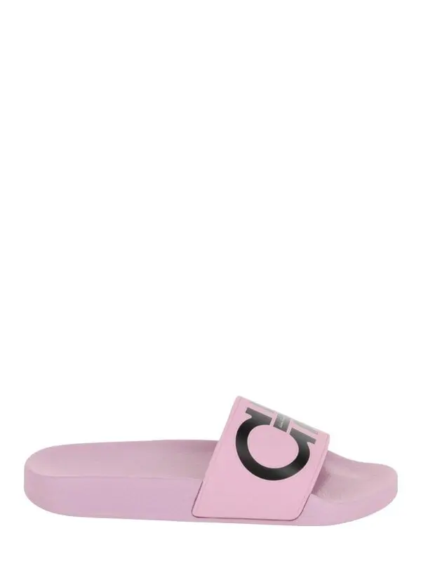 FERRAGAMO Groovy Dual Gancini Slides - Light Pink