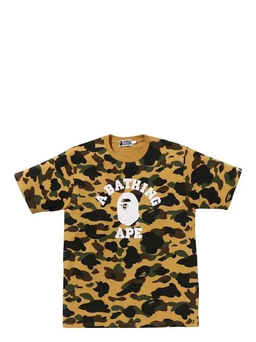 A BATHING APE 1st Camo College Tee Shirt Tee Shirt - Yellow