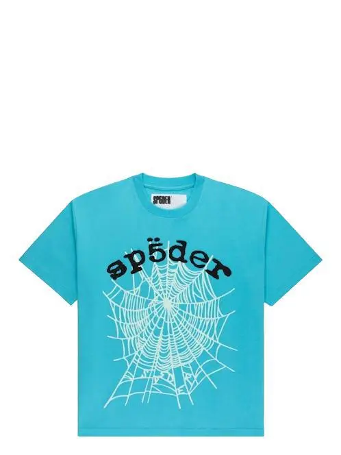 SP5DER Og Web V2 Tee Shirt - Cyan