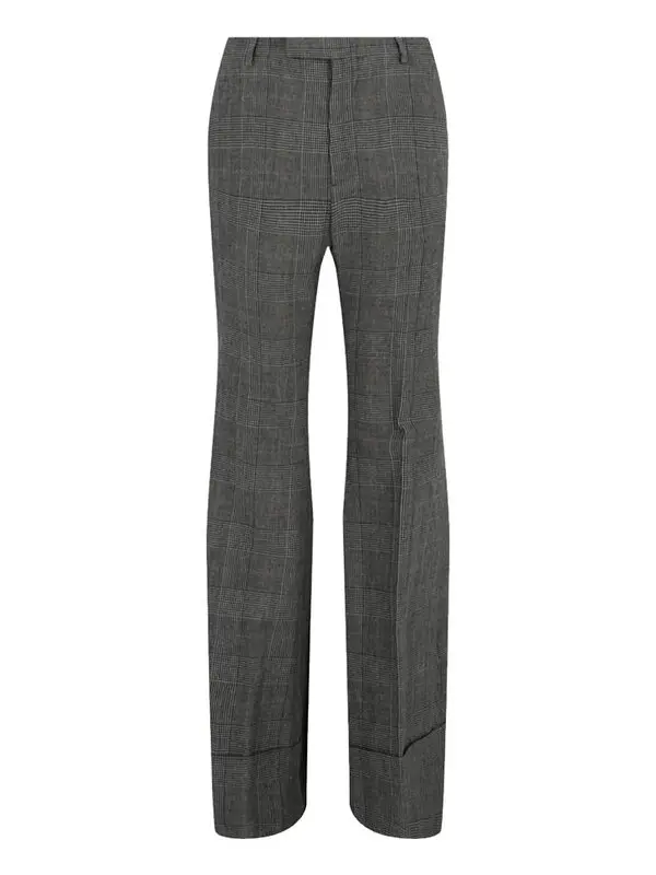 Gucci Plaid Flared-leg Trousers - Grey Beige