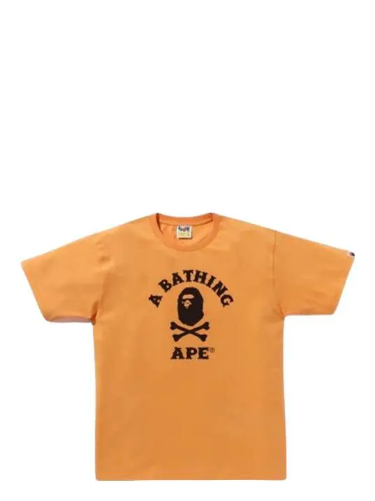 A BATHING APE Ape Crossbone College Tee Shirt - Orange