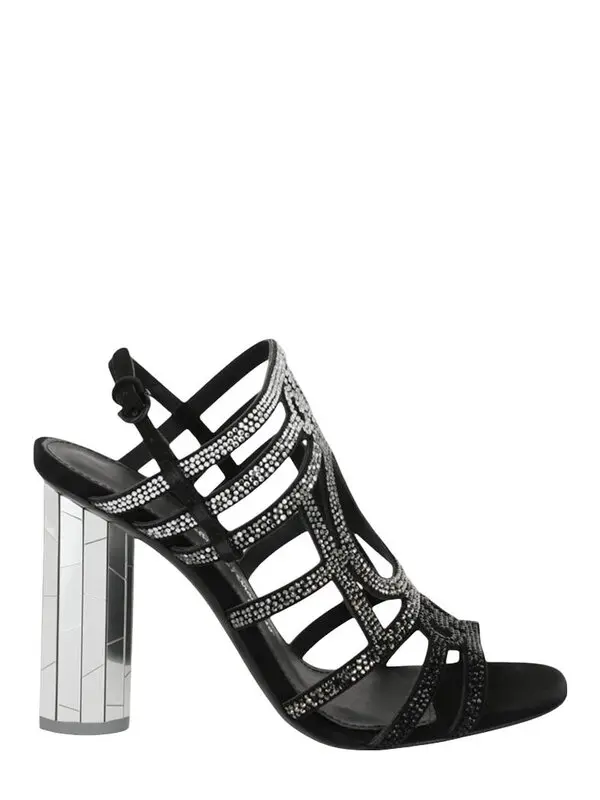 FERRAGAMO Florenza Crystal-embellished Slingback Heel Sandals - Black