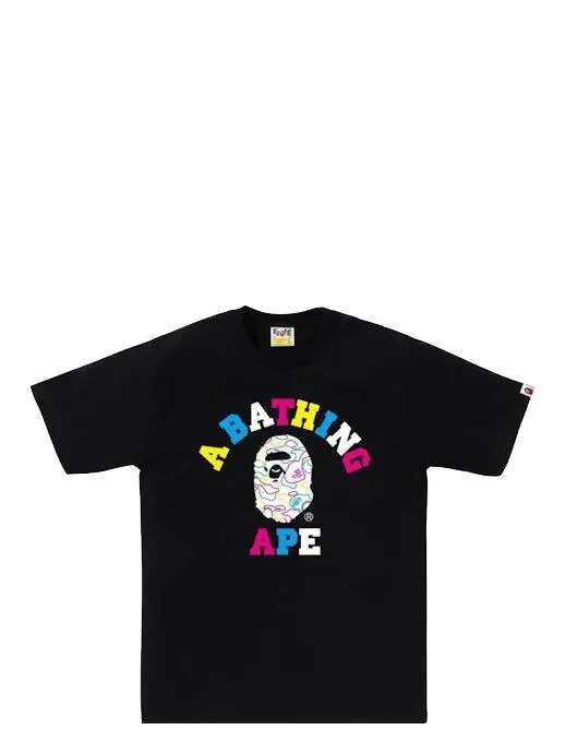 A BATHING APE Neon Camo College Tee Shirt - Black