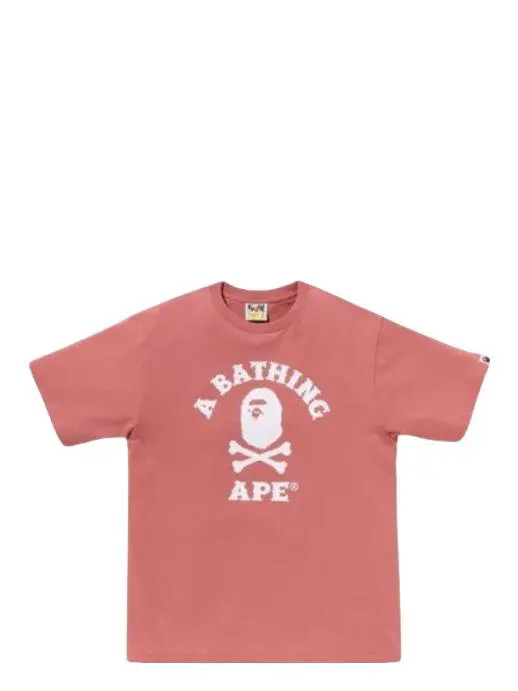 A BATHING APE Ape Crossbone College Tee Shirt - Pink