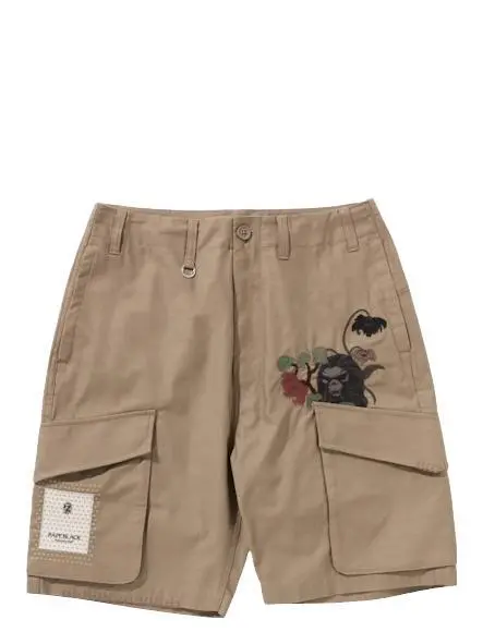 BAPE Cross Stitched Army Shorts - Beige