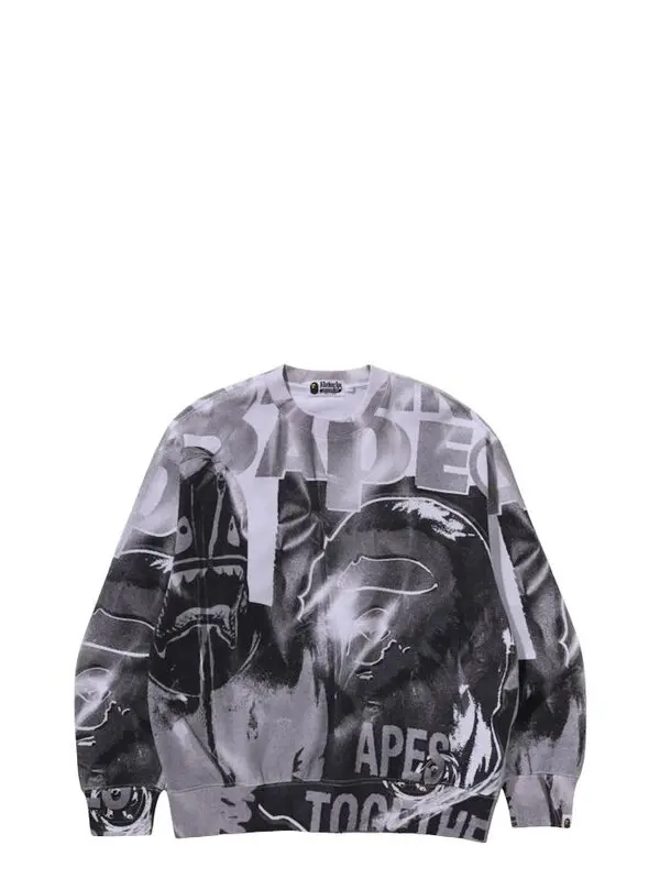 BAPE Overprint Relax Fit Crewneck Sweatshirt - Black