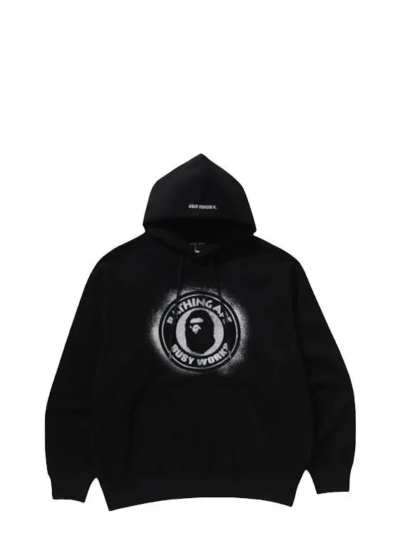 BAPE Glitter Print Busy Works Relaxed Fit Pullover Hoodie - Black