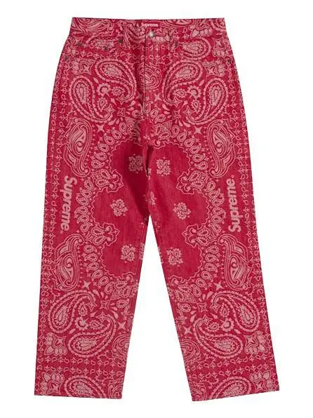 Supreme Bandana Jacquard Baggy Jean - Red