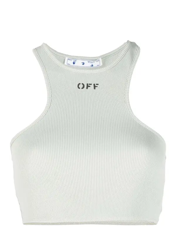 Off-White Logo Print Ribbed Vest - Grey