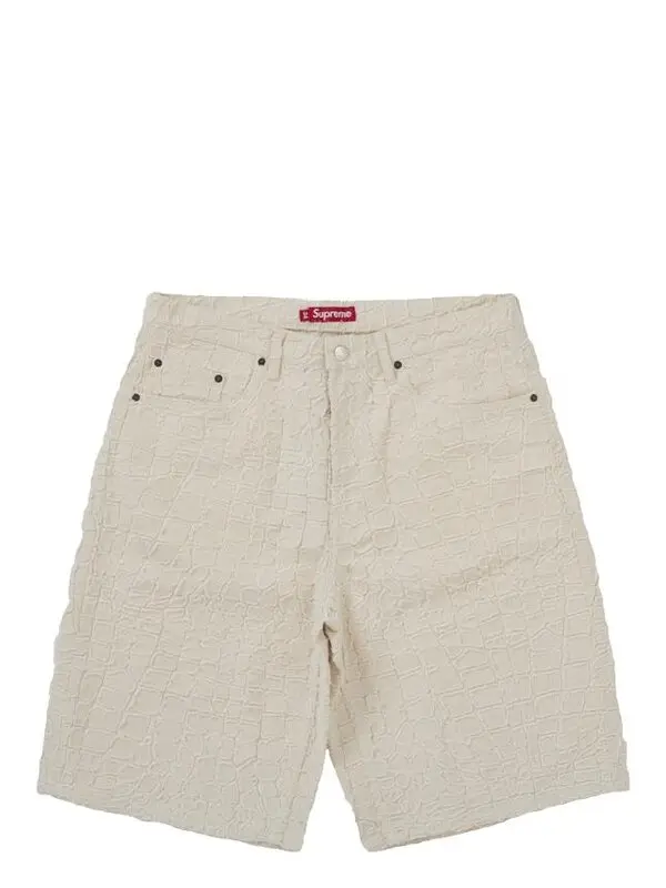 Supreme Frayed Croc Baggy Denim Short - Natural