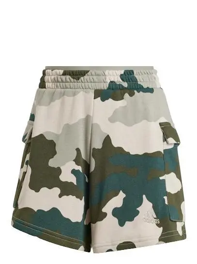 Adidas Essentials 3-stripes Camo-print Cargo Shorts - Silver Pebble