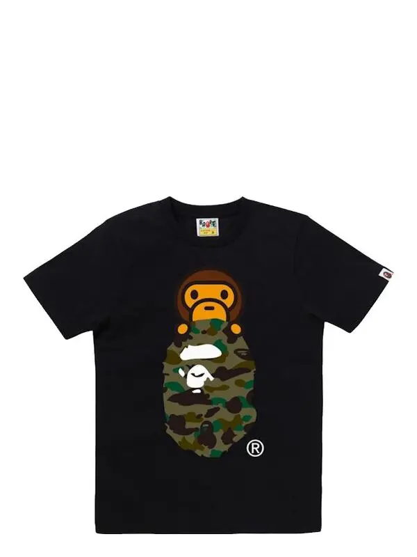 A BATHING APE 1st Camo Milo On Ape Head Tee Shirt - Black/green