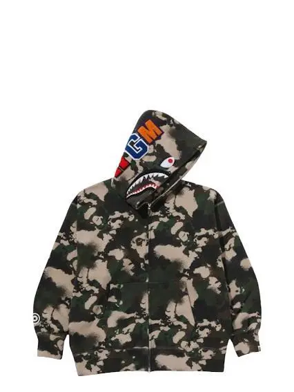 BAPE Map Camo Shark Relaxed Fit Full Zip Hoodie - Green