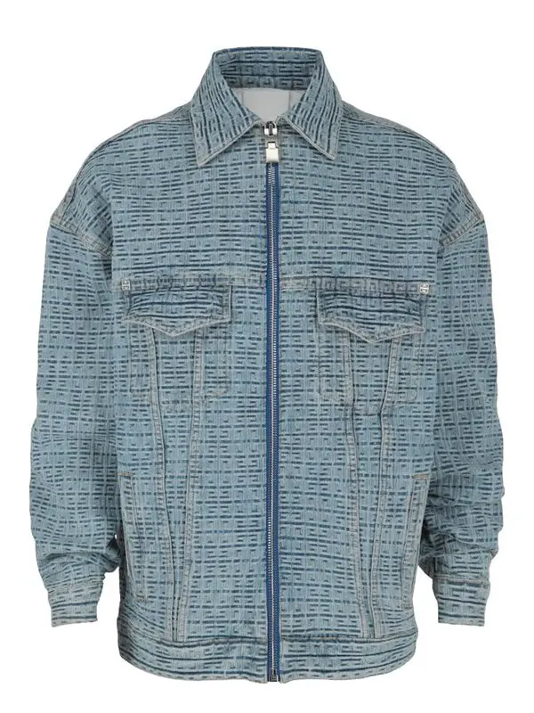 Givenchy 4g Embossed Denim Jacket - Light Blue